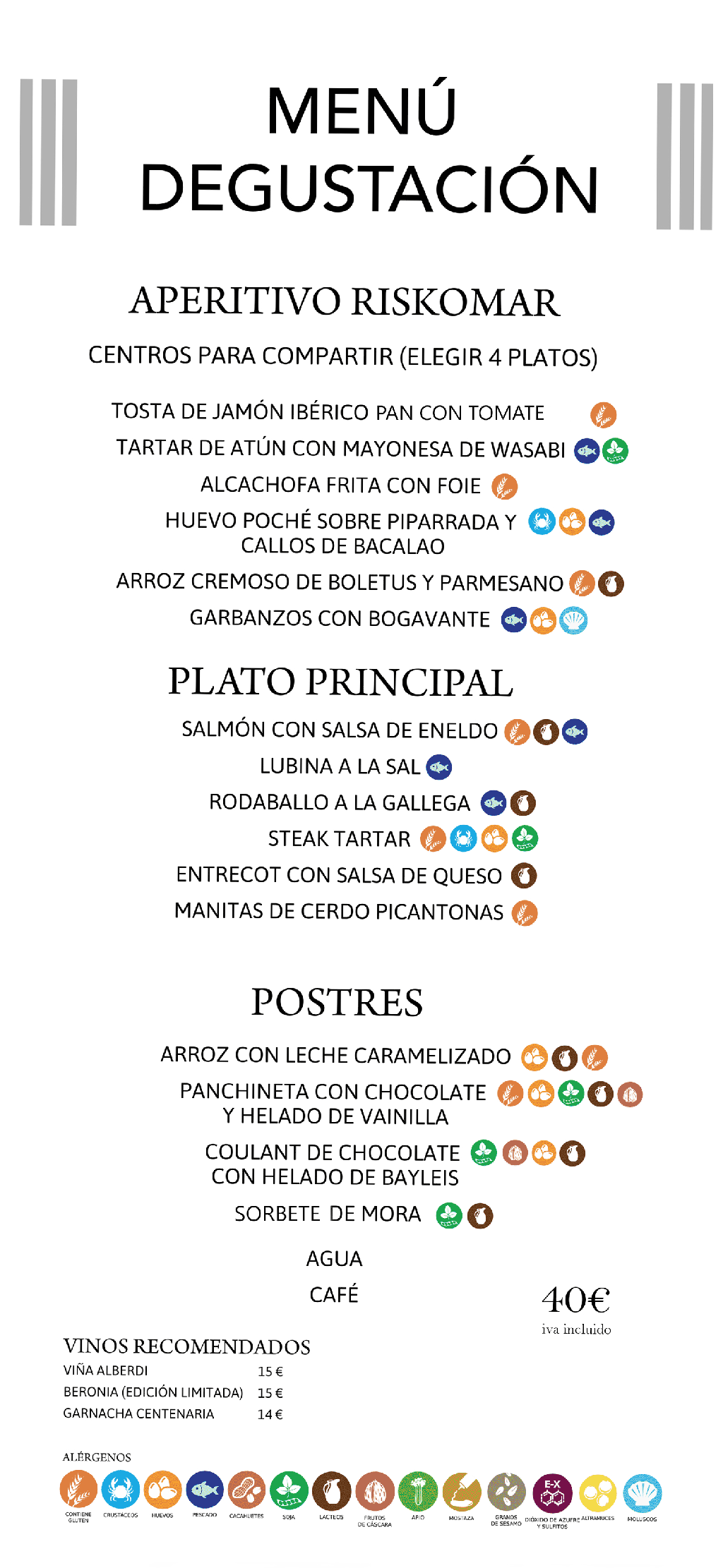 Menú degustación | Restaurante Riskomar